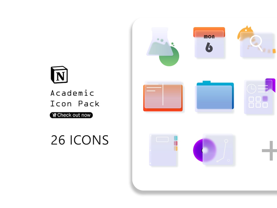 Notion Icons | Academic Glassmorphism Icon Pack for Notion Page - Etsy