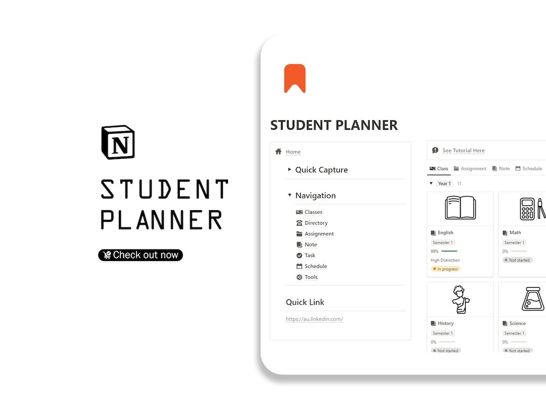 The Ultimate Student Notion Planner, Academic Student Planner Notion ...