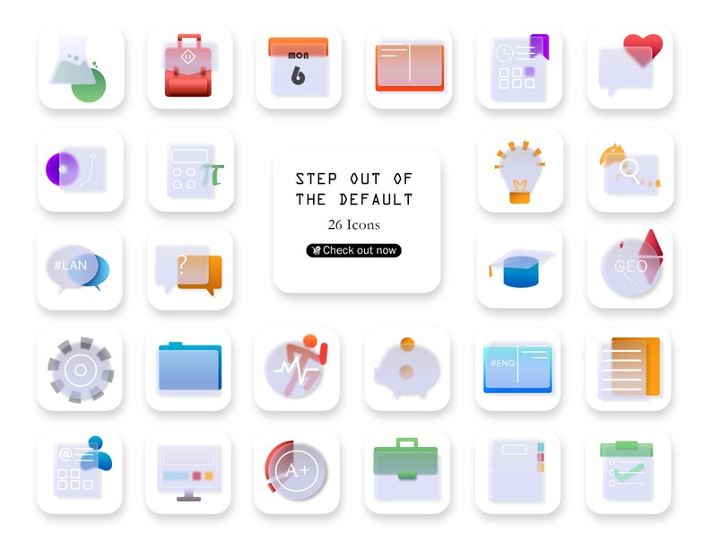Notion Icons | Academic Glassmorphism Icon Pack for Notion Page - Etsy