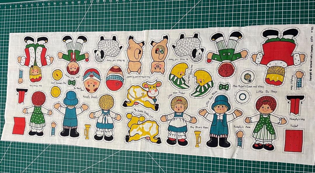 Vintage Nursery Rhyme Fabric Panel, Puffets IV Carousel Craft, 1979 Cut ...