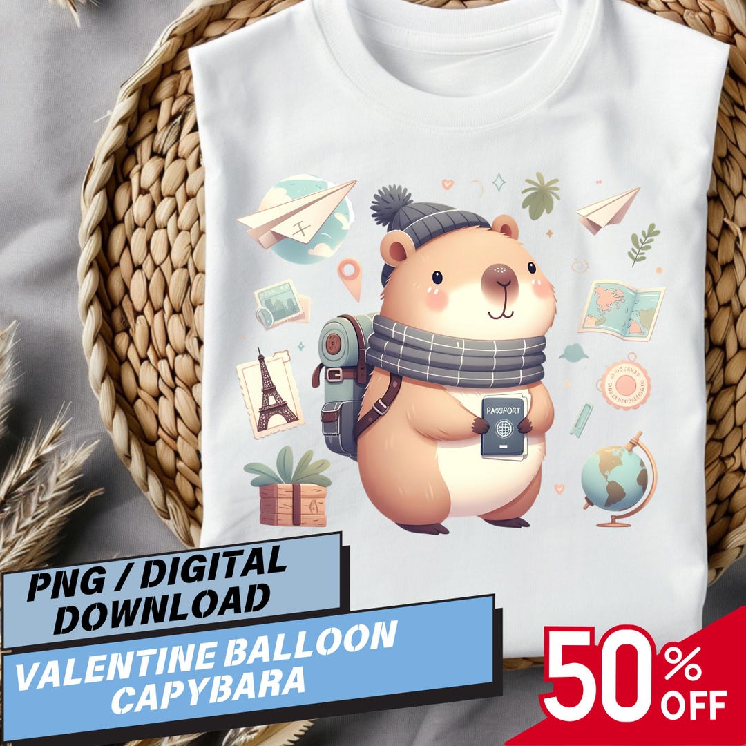 Travel Capybara, Travel PNG, Cute PNG, Tshirt Design, Mug Design ...