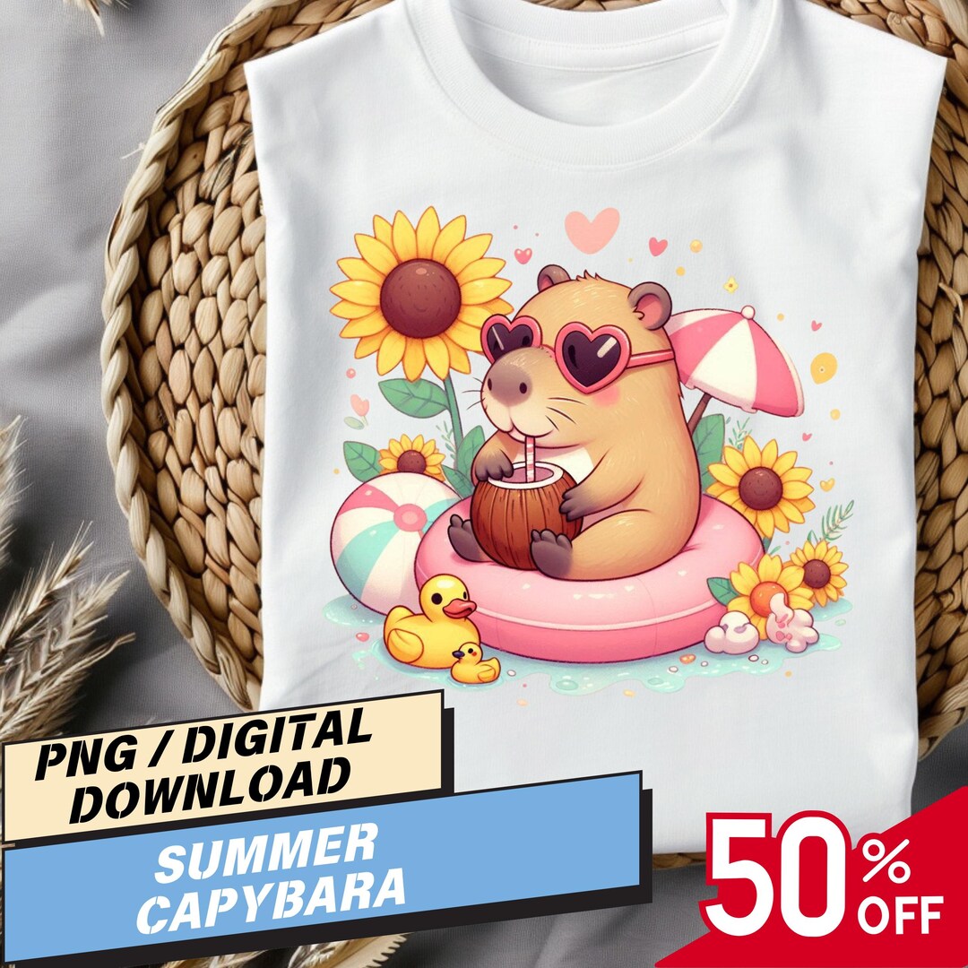 Summer Capybara, Summer PNG, Cute PNG, Tshirt Design, Mug Design ...