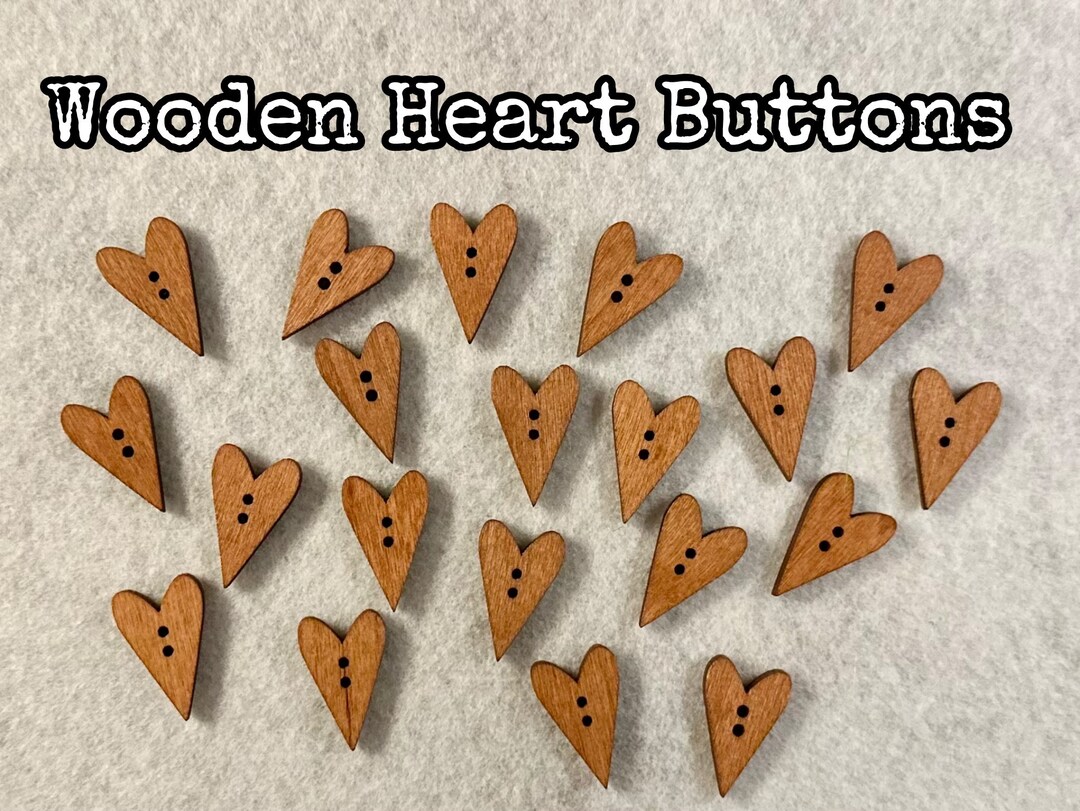 Wooden Heart Buttons - Etsy