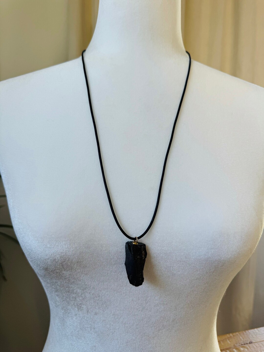Gorgeous Chunk of Noble Shungite on a Black Leather Round Rope Necklace ...