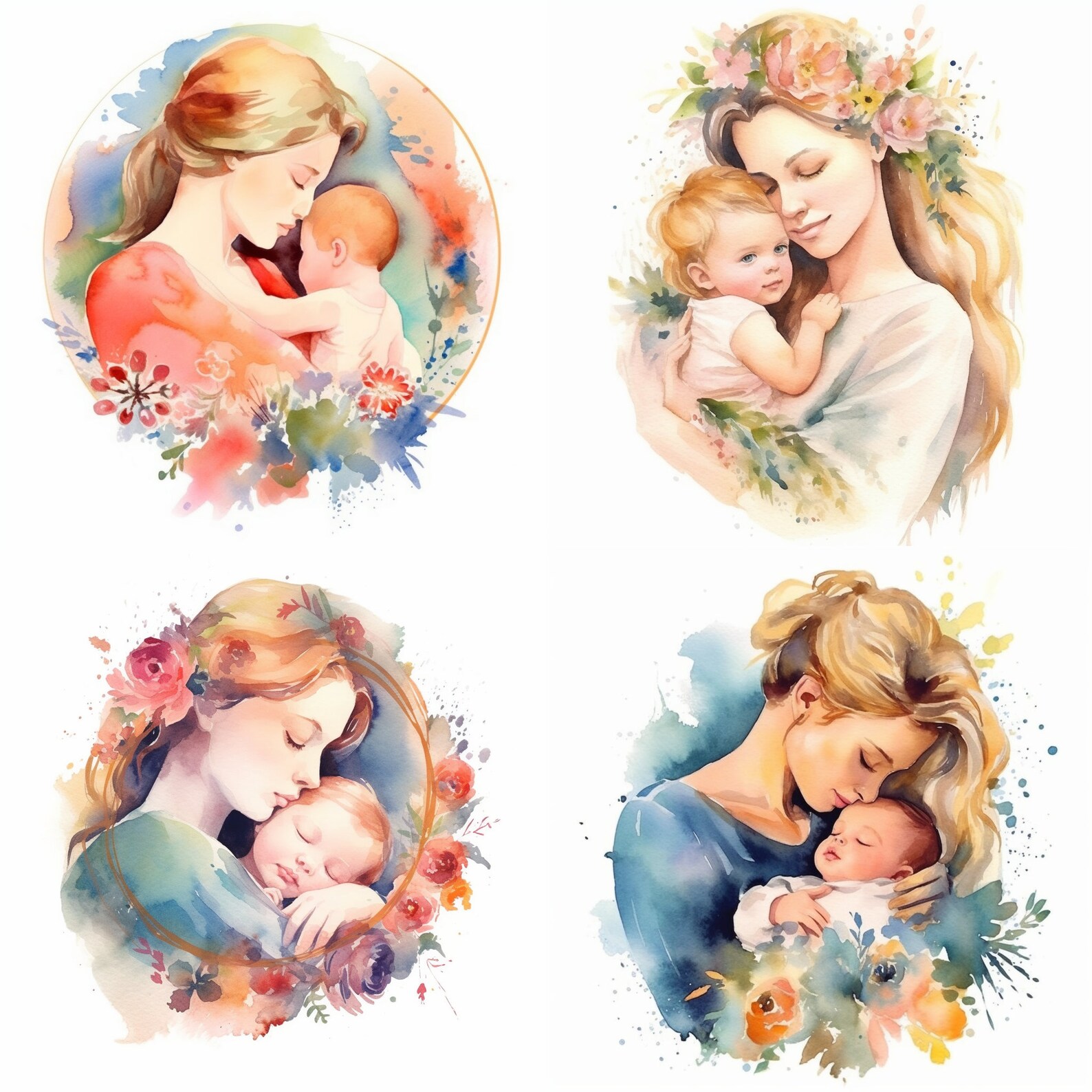 Watercolor Mother and Baby Transparent Background PNG Files - Etsy
