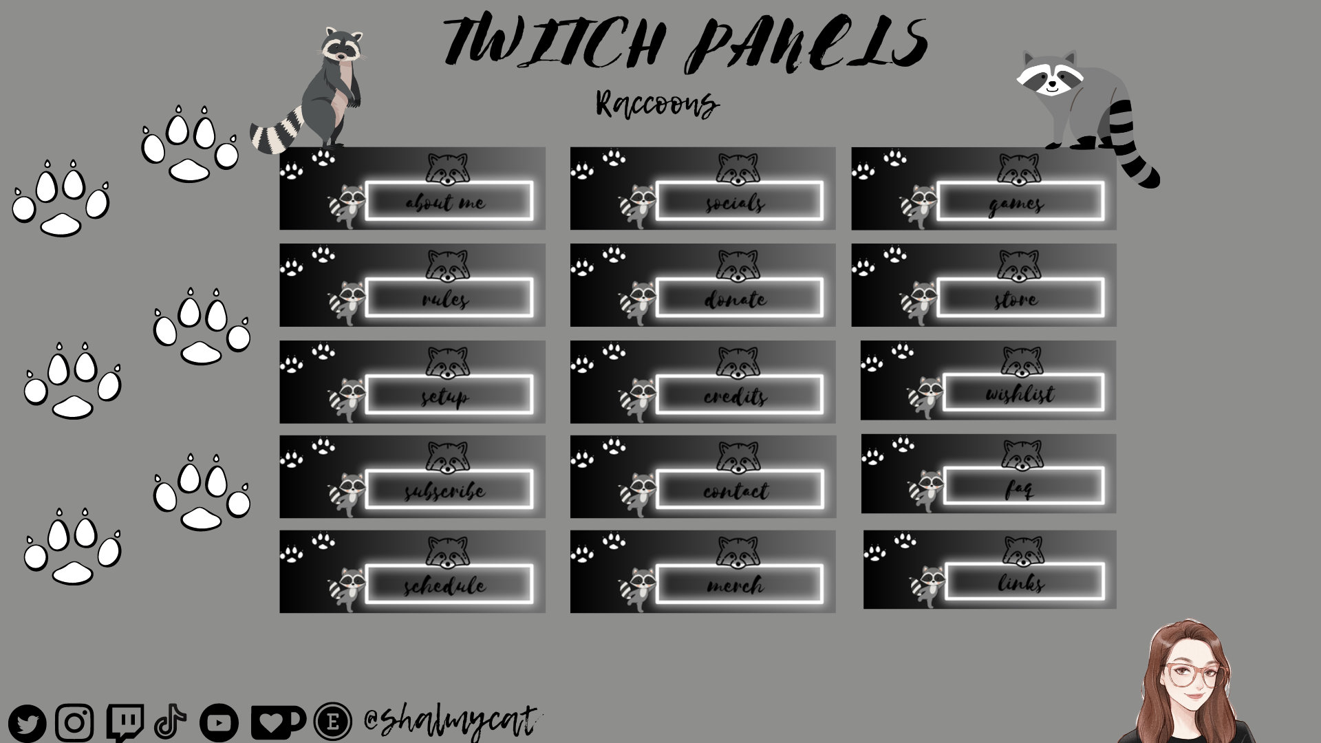 Raccoon Twitch Panels - Etsy