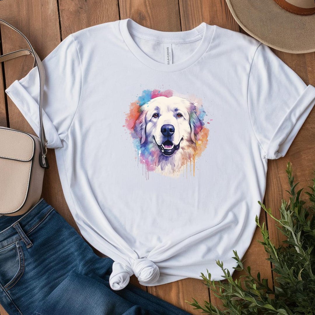 Great Pyrenees Tee 3 Watercolor Dog Portrait Great Pyrenees Lover ...