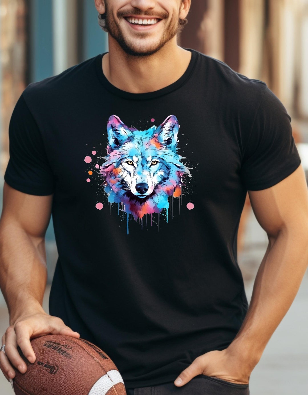 Wolf Tee 21 Watercolor Dog Portrait Wolf Lover Apparel Wolf Mom Gift ...