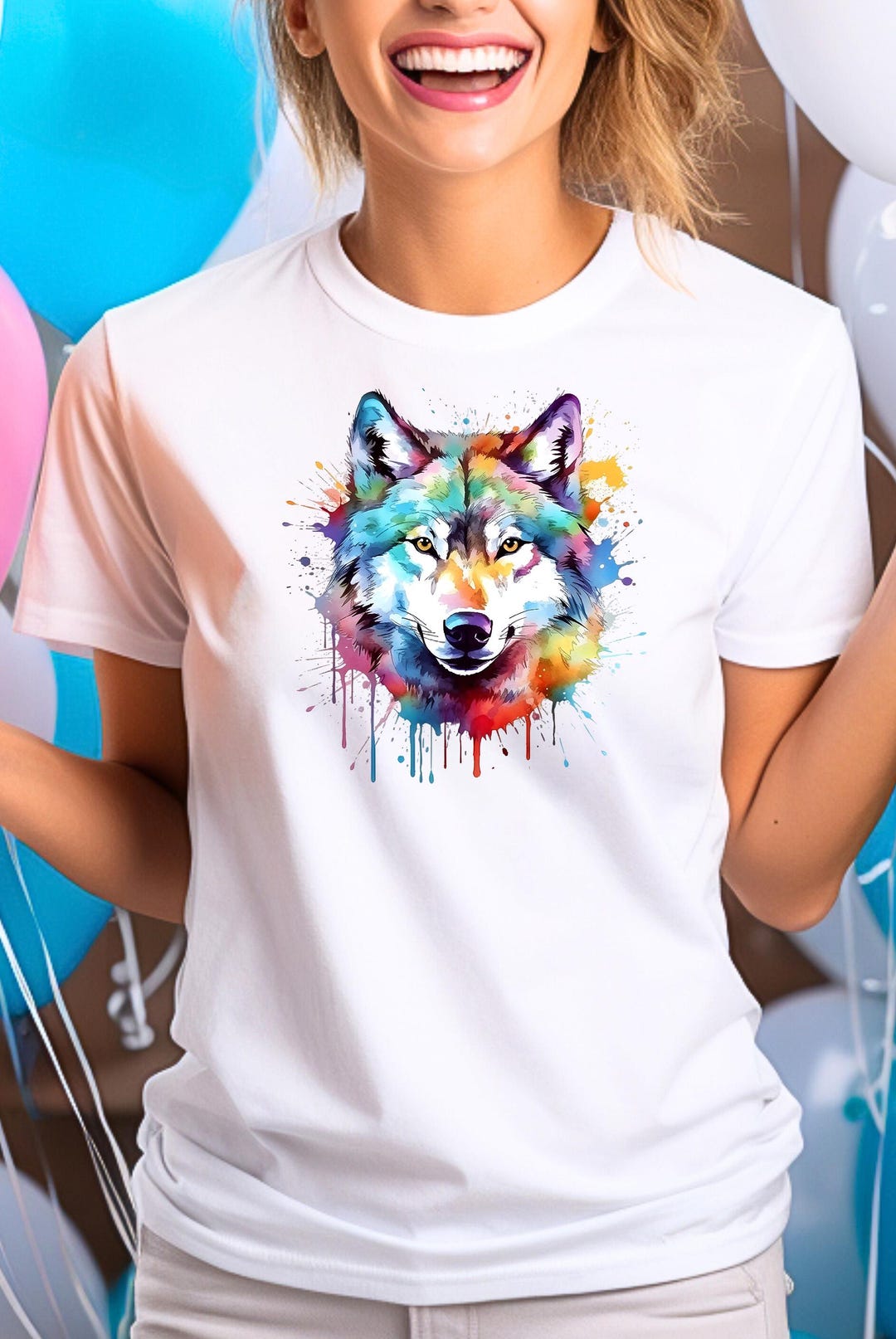 Wolf Tee 23 Watercolor Dog Portrait Wolf Lover Apparel Wolf Mom Gift ...