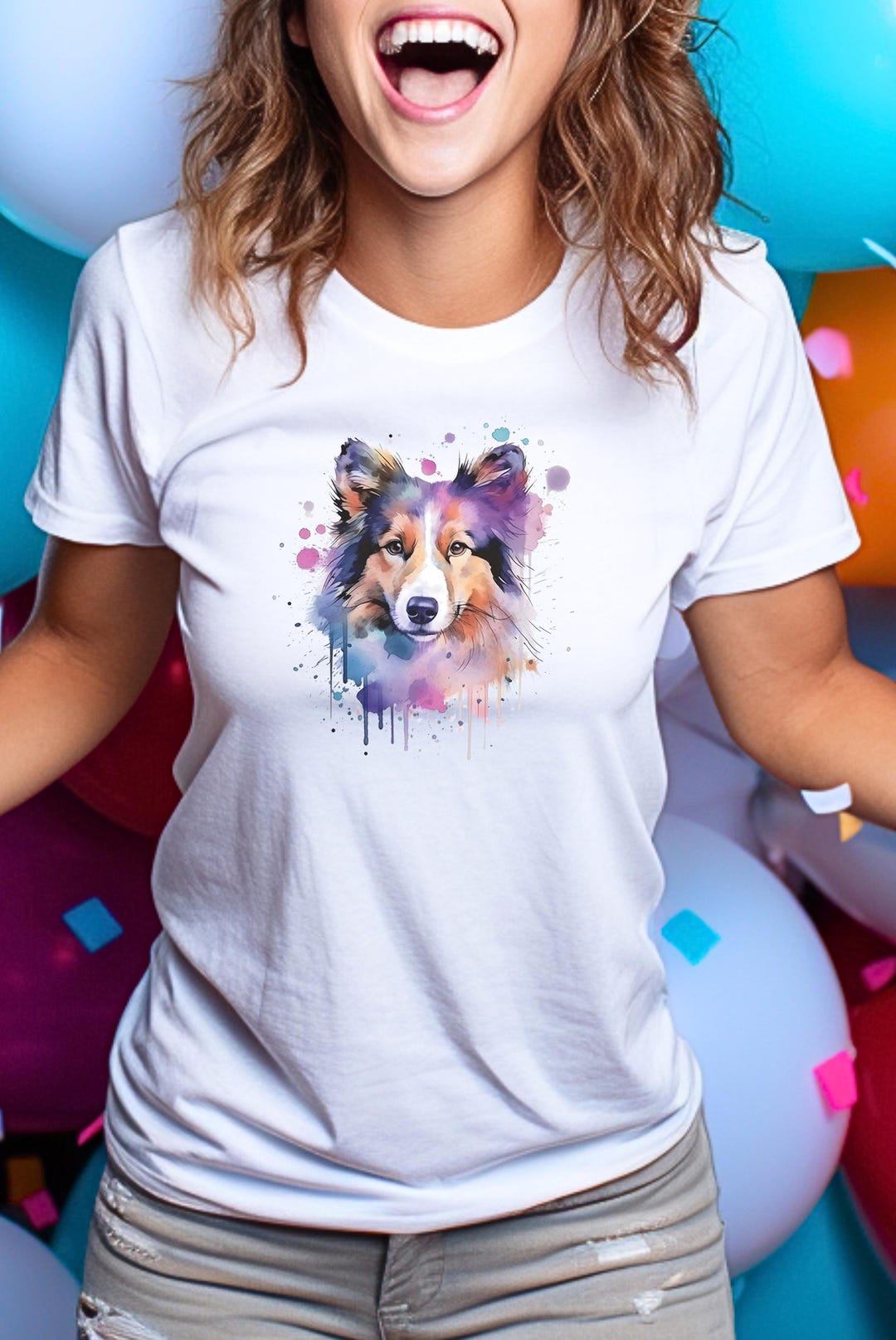 Shetland Sheepdog Tee 2 Watercolor Dog Portrait Shetland Sheepdog Lover ...
