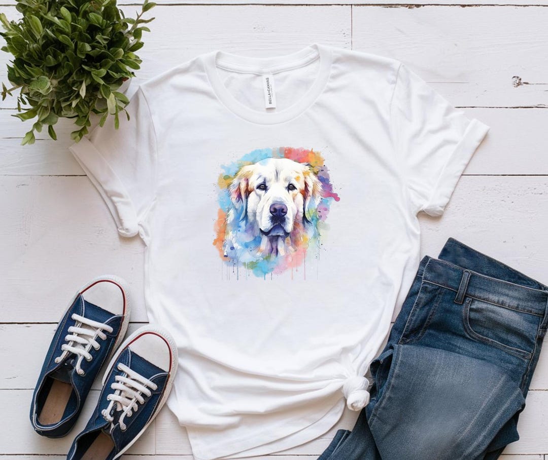 Great Pyrenees Tee 9 Watercolor Dog Portrait Great Pyrenees Lover ...