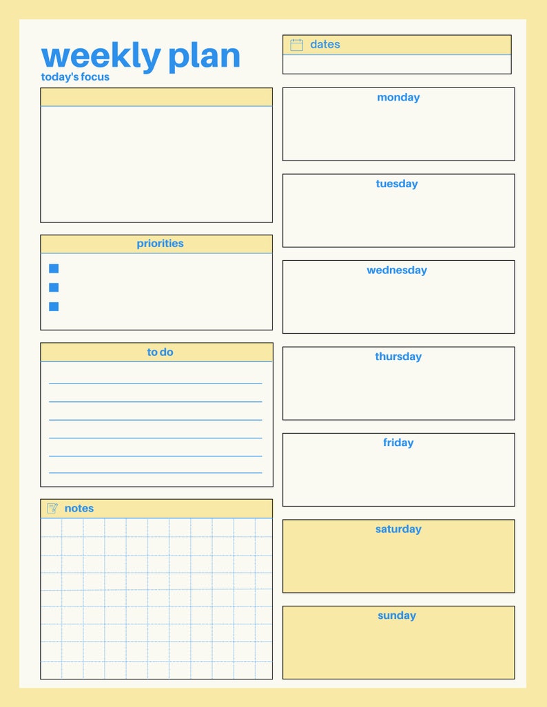 Weekly Planner - Etsy