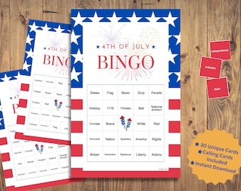 Patriotic Songs Bingo Memorial Day Bingo 4th of July Bingo - Etsy