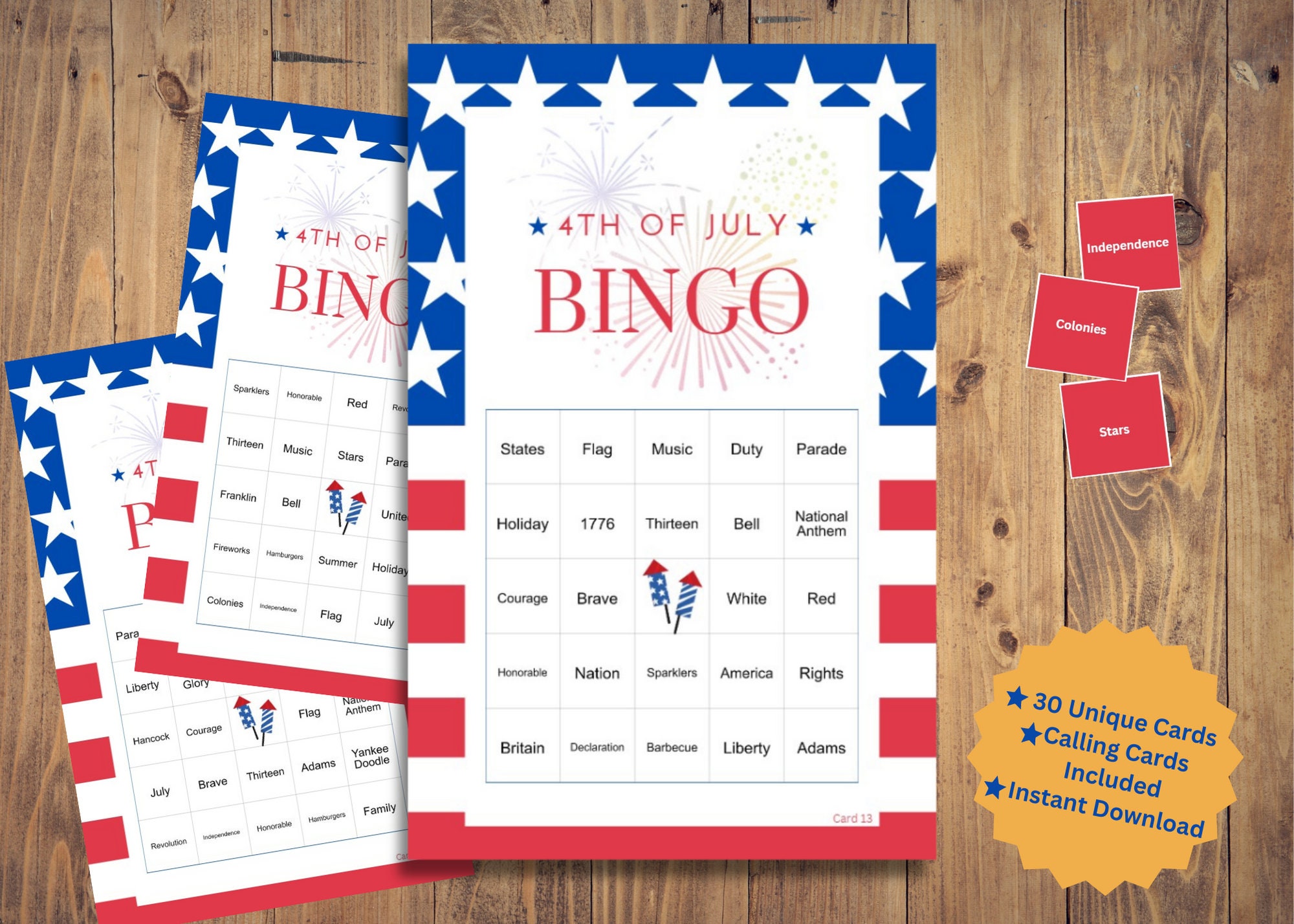 4th of July Printable Bingo - Etsy