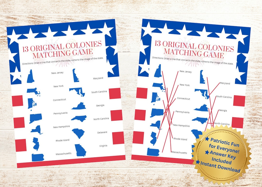 13 Original Colonies Matching Game - Etsy