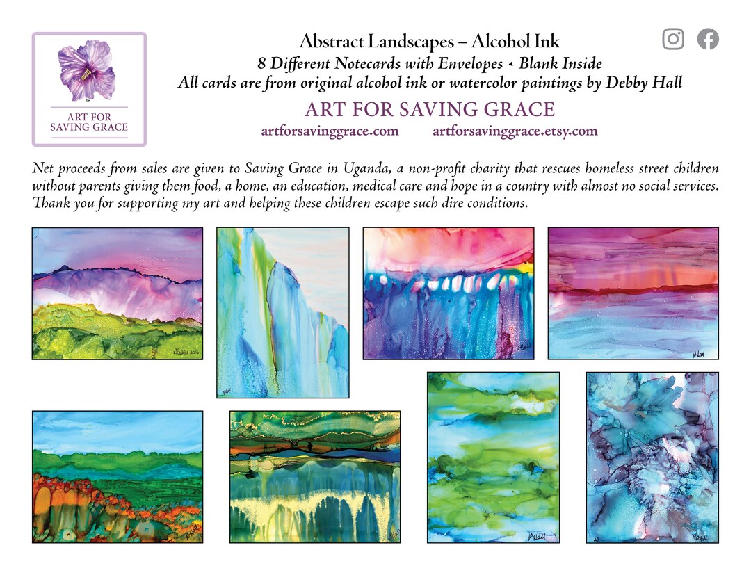Abstract Landscape Note Cards From Original Alcohol Ink and Watercolor ...
