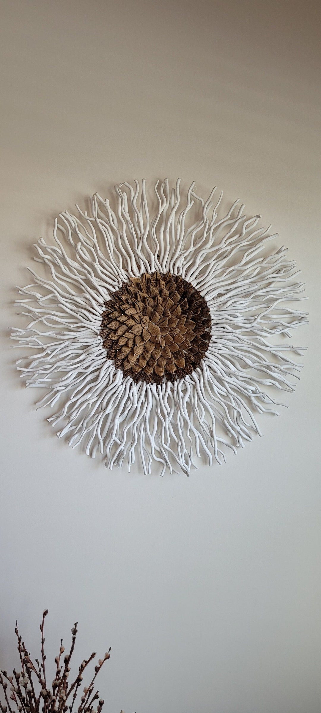 Authentic Mulberry Wall Decor With Bamboo Leaf in the Center-round ...