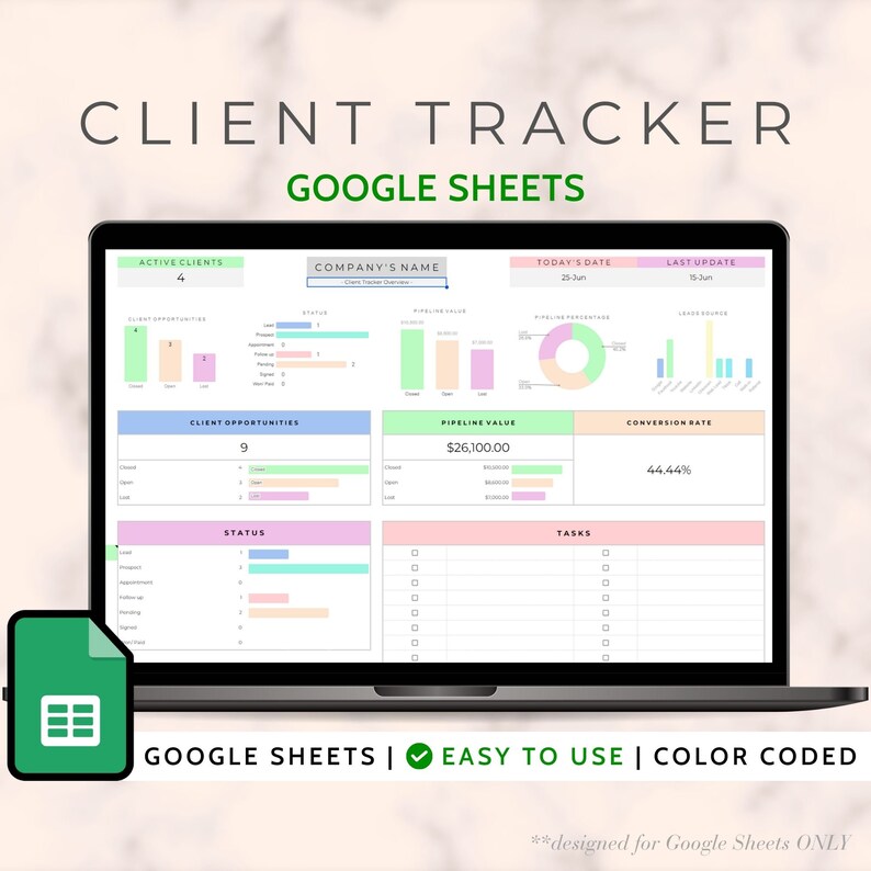 Client Tracker Google Sheets Client Management Spreadsheet Lead Tracker ...
