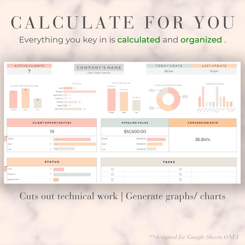 Client Tracker Google Sheets Client Management Spreadsheet Lead Tracker ...