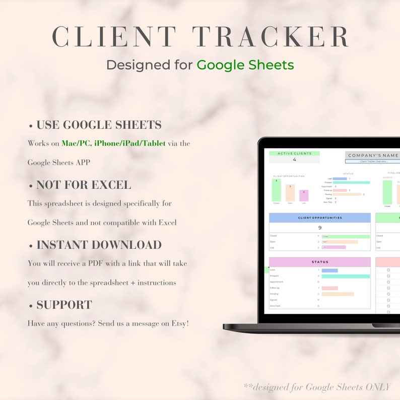 Client Tracker Google Sheets Client Management Spreadsheet Lead Tracker ...