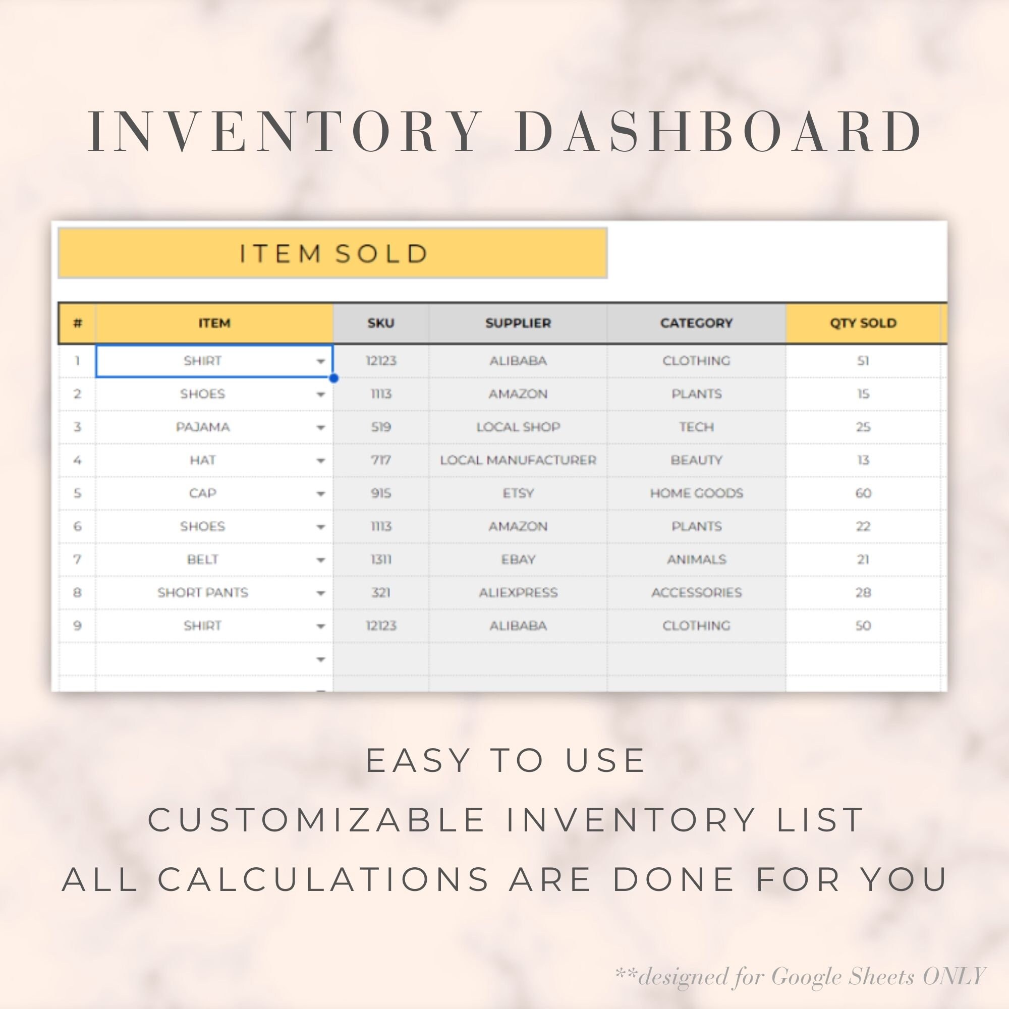 Inventory Template Google Sheets Template Reseller Reselling Inventory ...