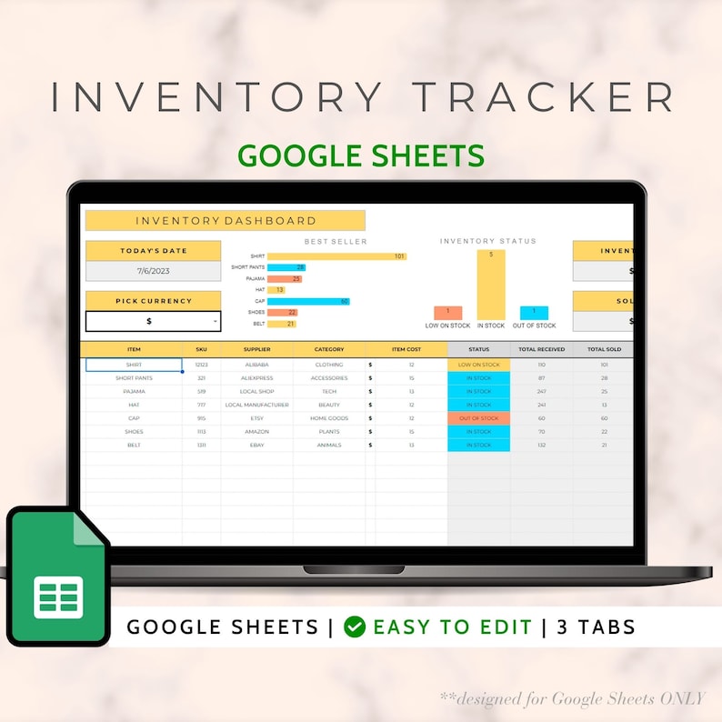 Inventory Template Google Sheets Template Reseller Reselling Inventory Tracker Order Tracker ...