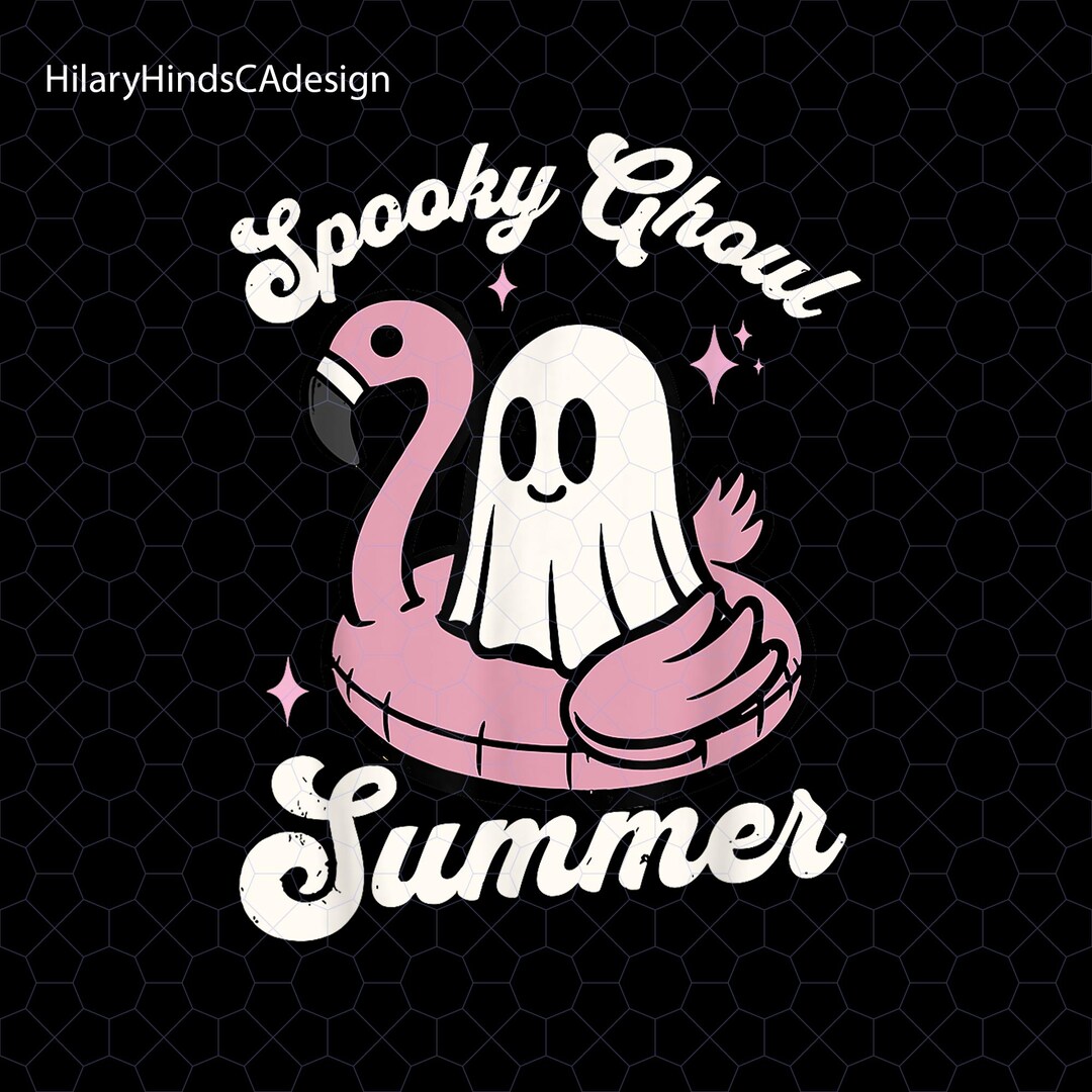 Spooky Ghoul Summer Png, Cute Ghost Flamingo Png, Summer Vibes Beach ...