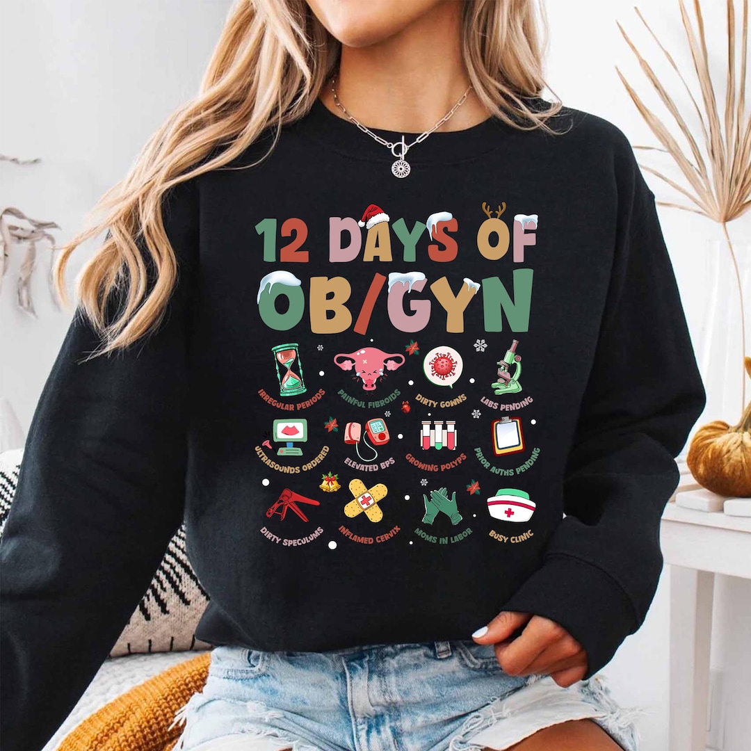 12 Days of OBGYN Christmas Shirt, Obstetrician Gynecologist Shirt ...