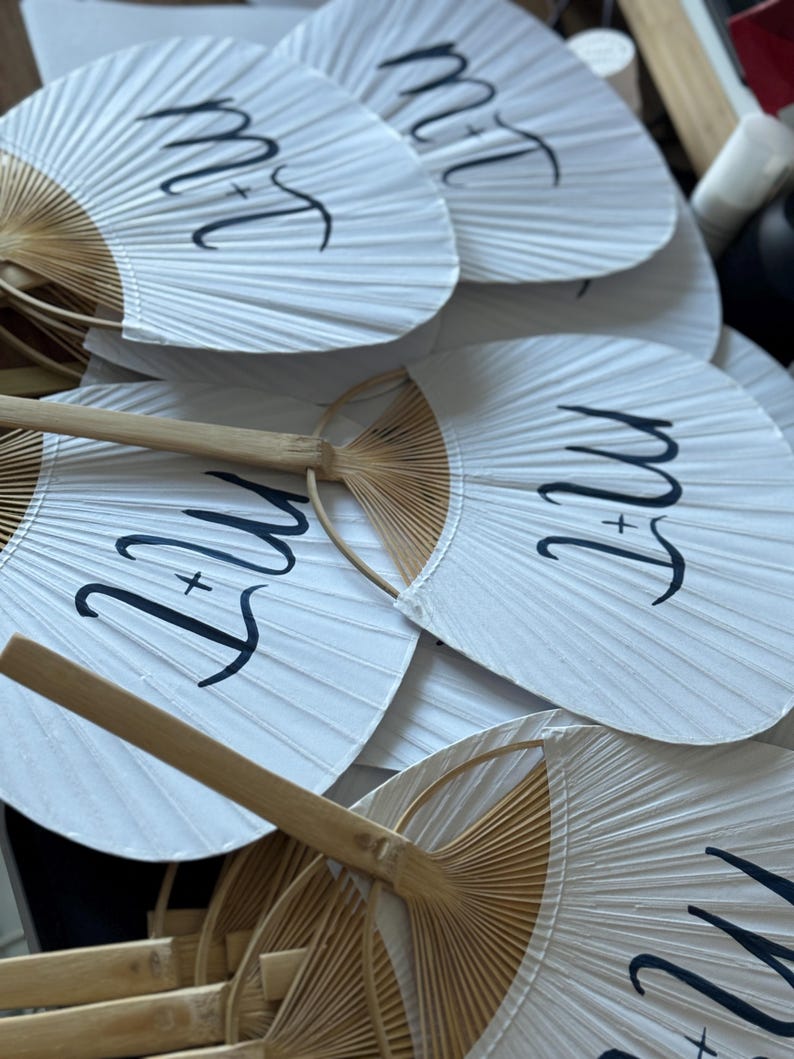 Personalised Hand Painted Paper Paddle Fans | Wedding Favours | Hens ...