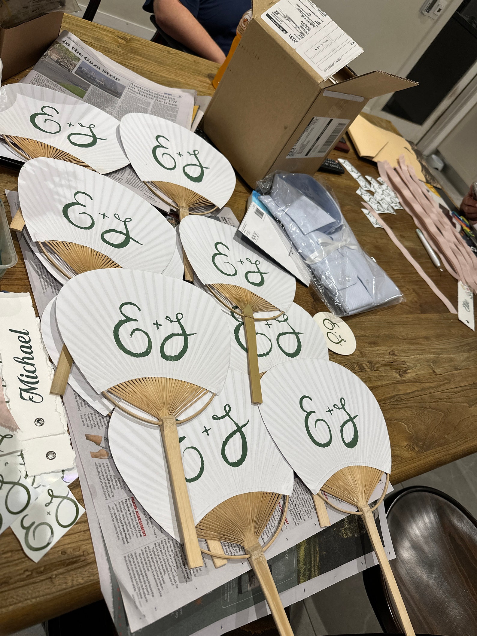 Personalised Hand Painted Paper Paddle Fans | Wedding Favours | Hens ...