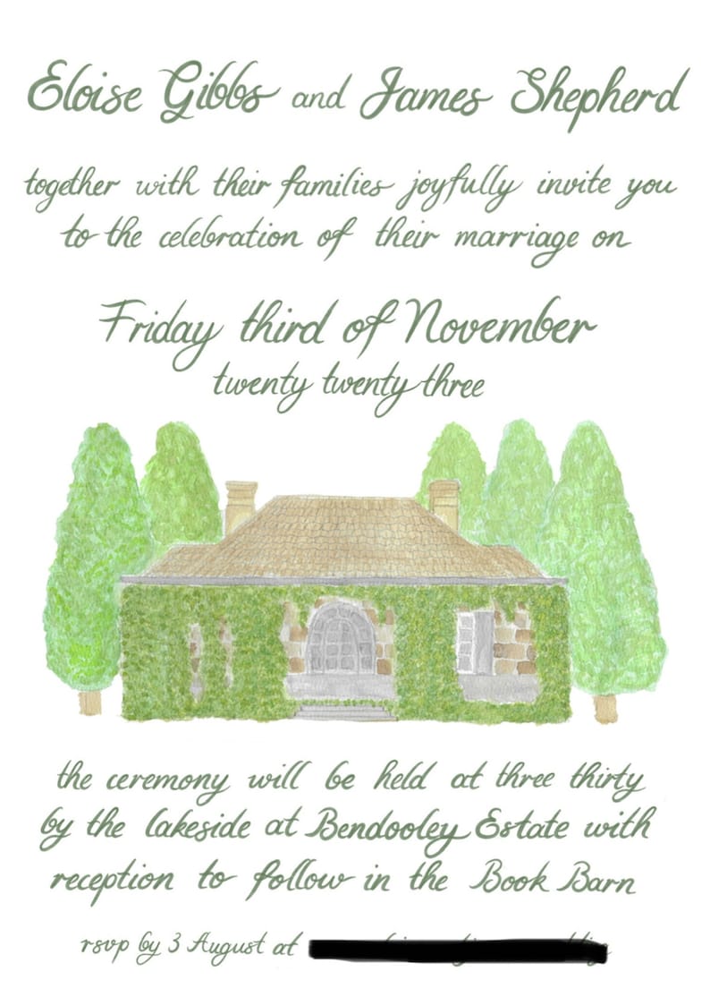 Custom Hand Painted Wedding Invitations | Digital Download ...