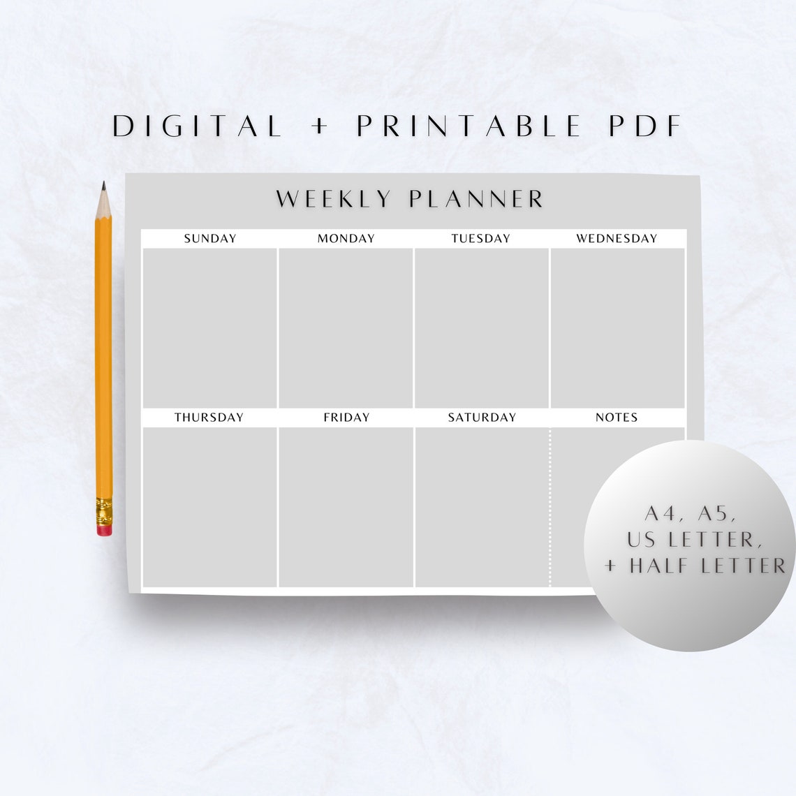Weekly Planner Printable Landscape, Weekly Planner Notepad, Study ...