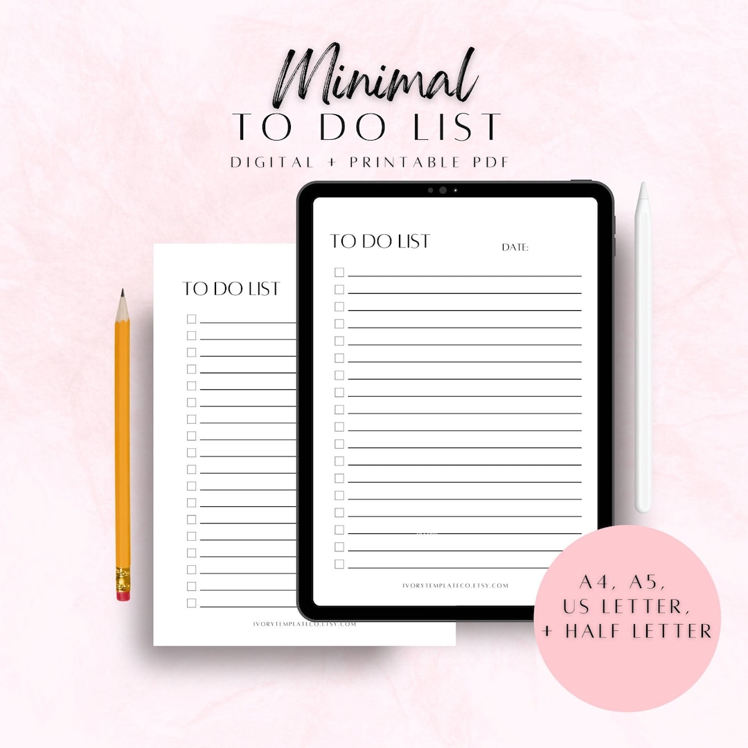Minimal to Do List, Task List, to Do List Notepad, Task Checklist ...