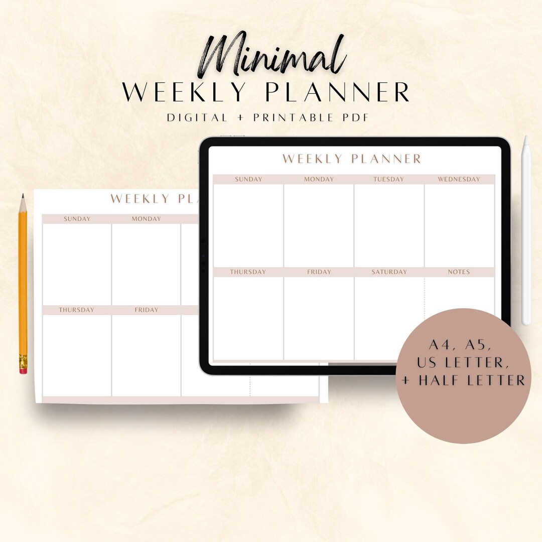 Weekly Planner Printable Landscape, Weekly Agenda, Study Planner, Event ...