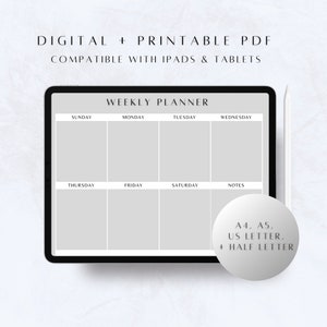 Weekly Planner Printable Landscape, Weekly Planner Notepad, Study ...