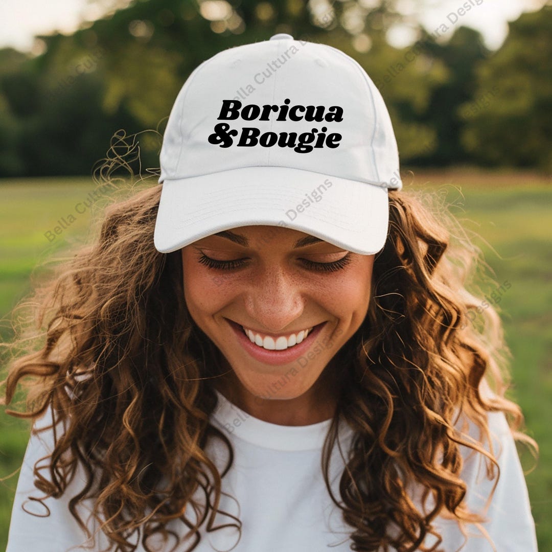 Boricua and Bougie Dad Hat, White Unisex Baseball Cap, Puerto Rican ...