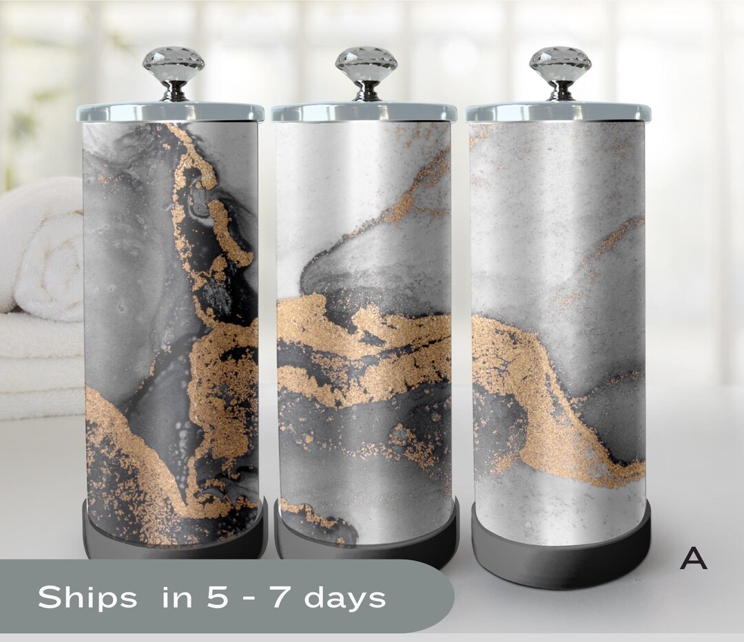 Large Decorative Sanitizing Jar, Trendy Salon Jars, Gray and Black ...