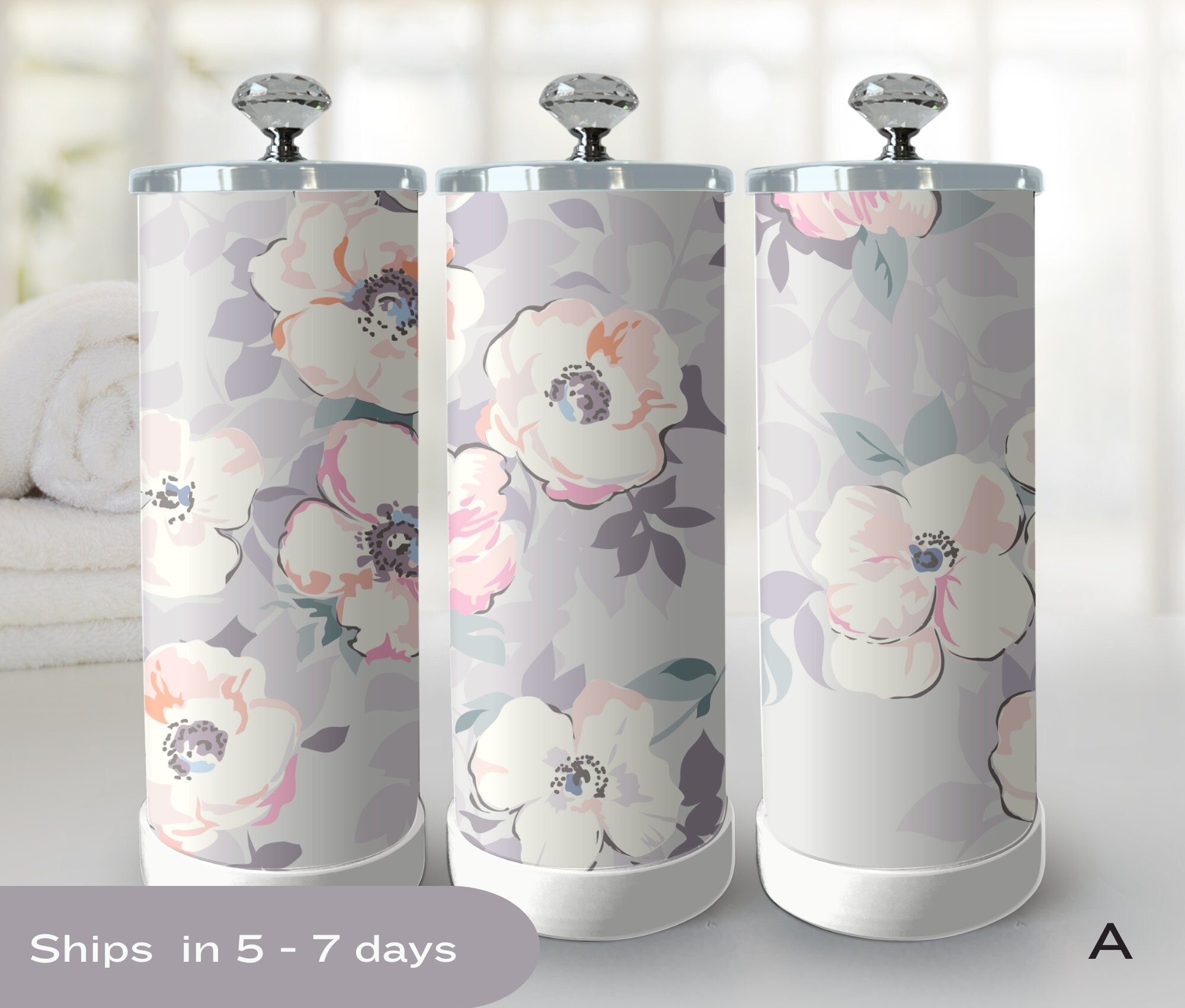Large Decorative Salon Sanitizing Jars With Soft Floral Prints ...