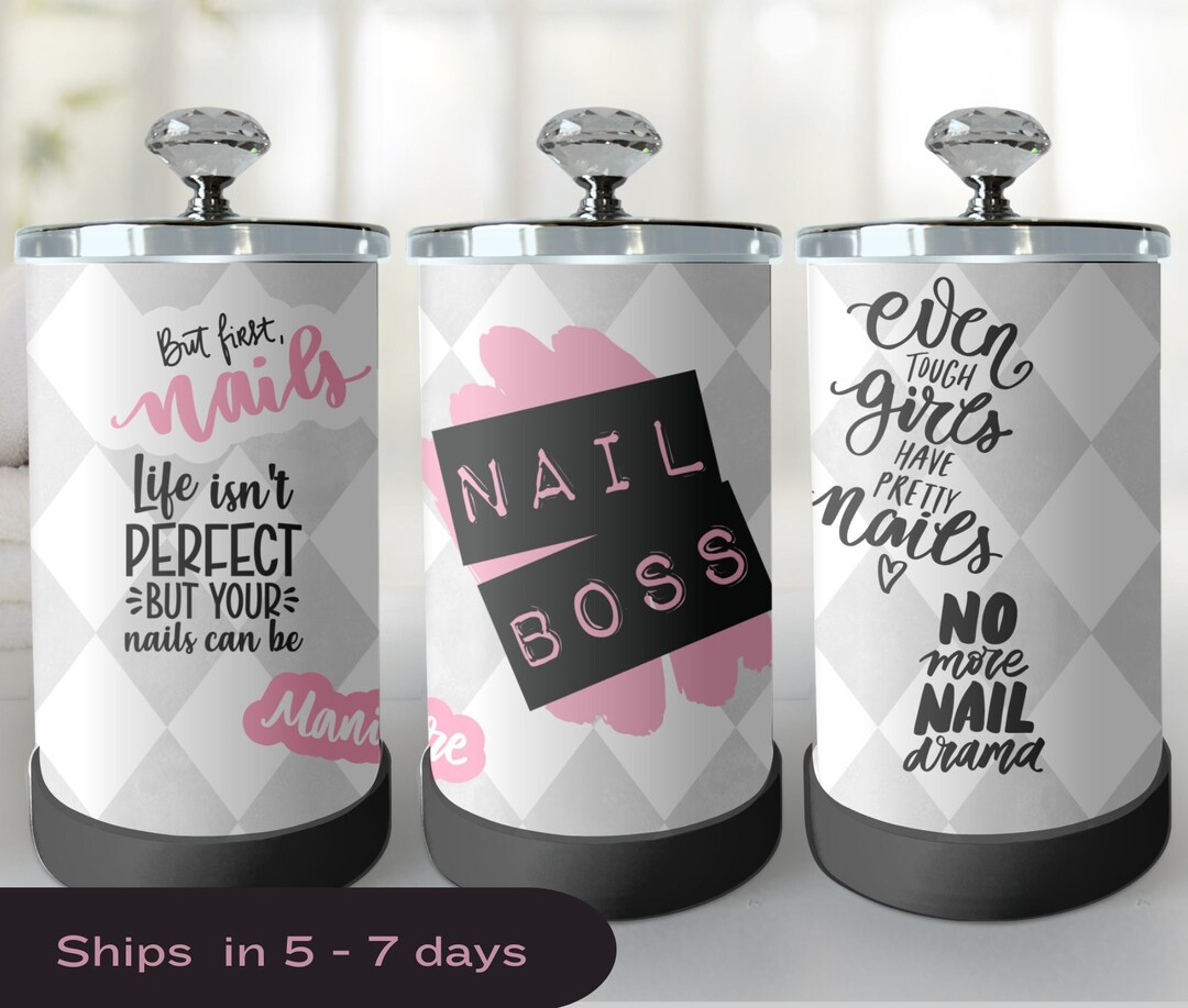 Small Decorative Salon Sanitizing Jar, Nail Boss Themed Jar, Manicurist ...