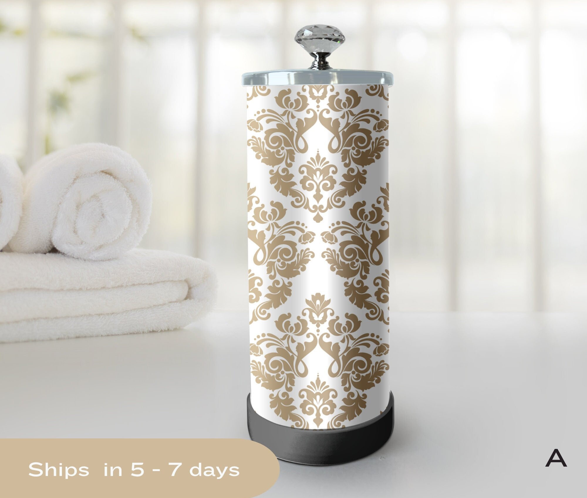 Large Decorative Salon Sanitizing Jars, Damask/moroccan Tile Printed ...