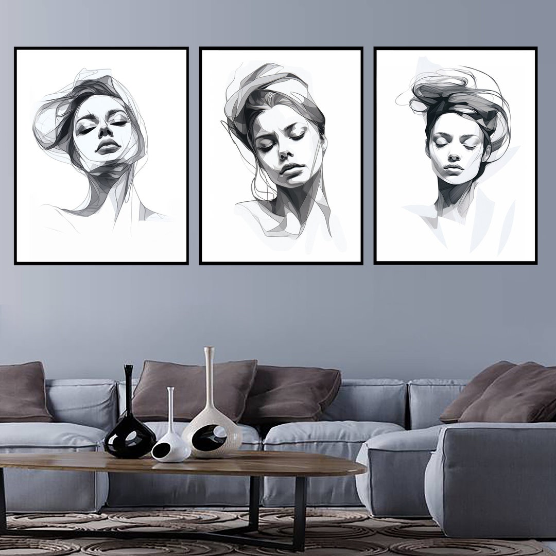 Studies of Melanie Bundle Digital Print Set, Melanie's Emotional Journey in Black/white. Art ...