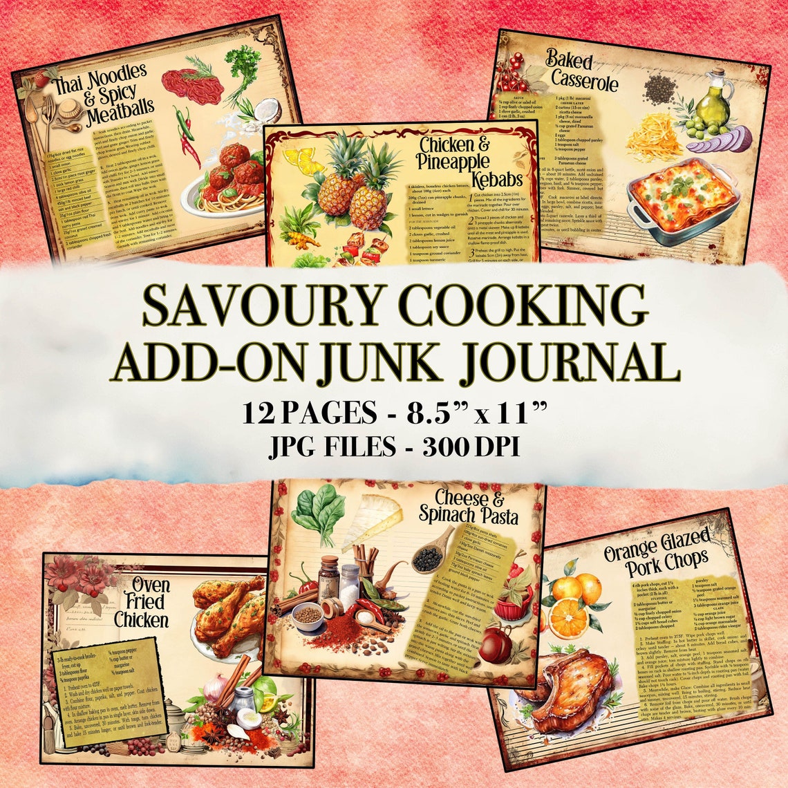 Savoury Cooking Junk Journal Add-on Kit Hi-resolution Designs ...
