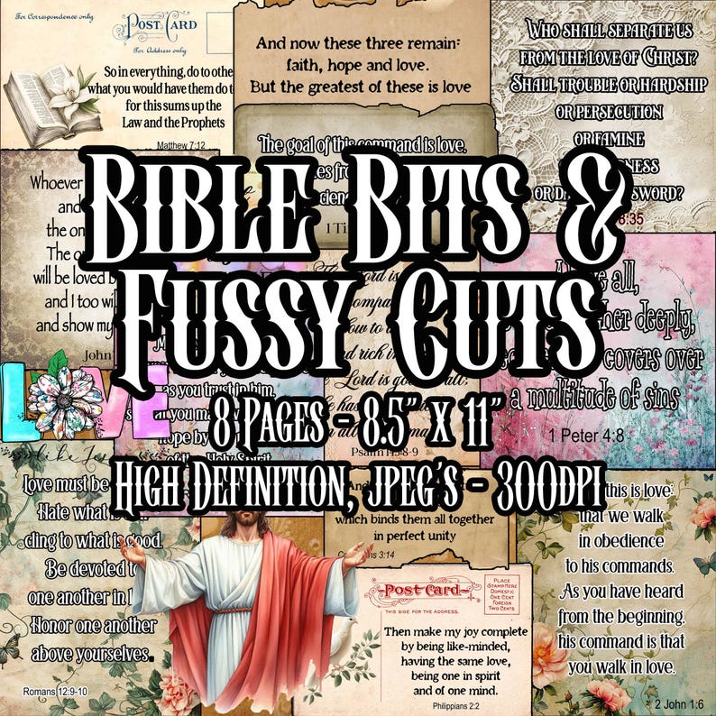 Bible Scripture Scraps and Fussy Cuts Christian Printable Ephemera ...