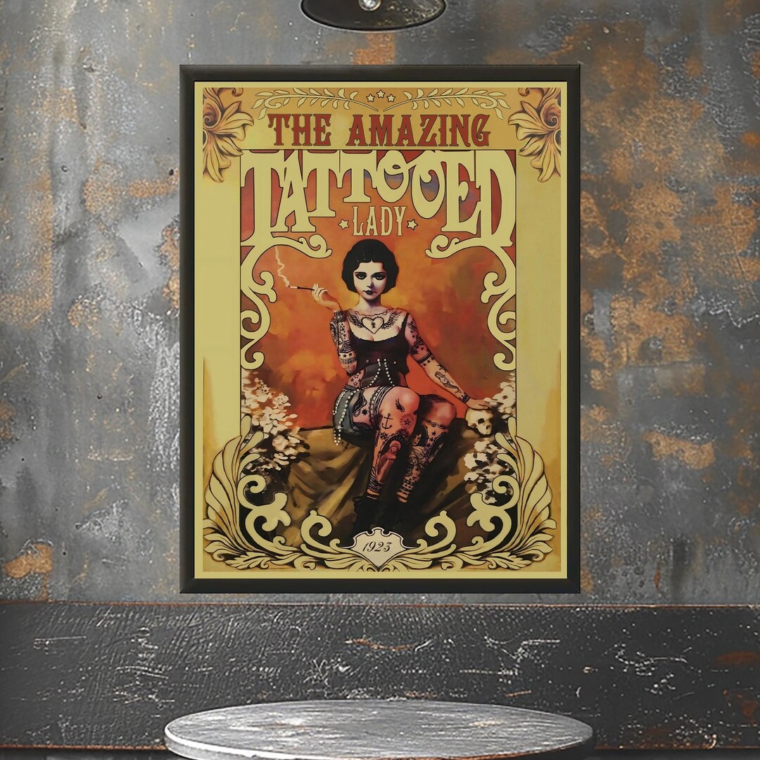 Circus Freak 'amazing Tattooed Lady' Retro Digital Print Carnival ...
