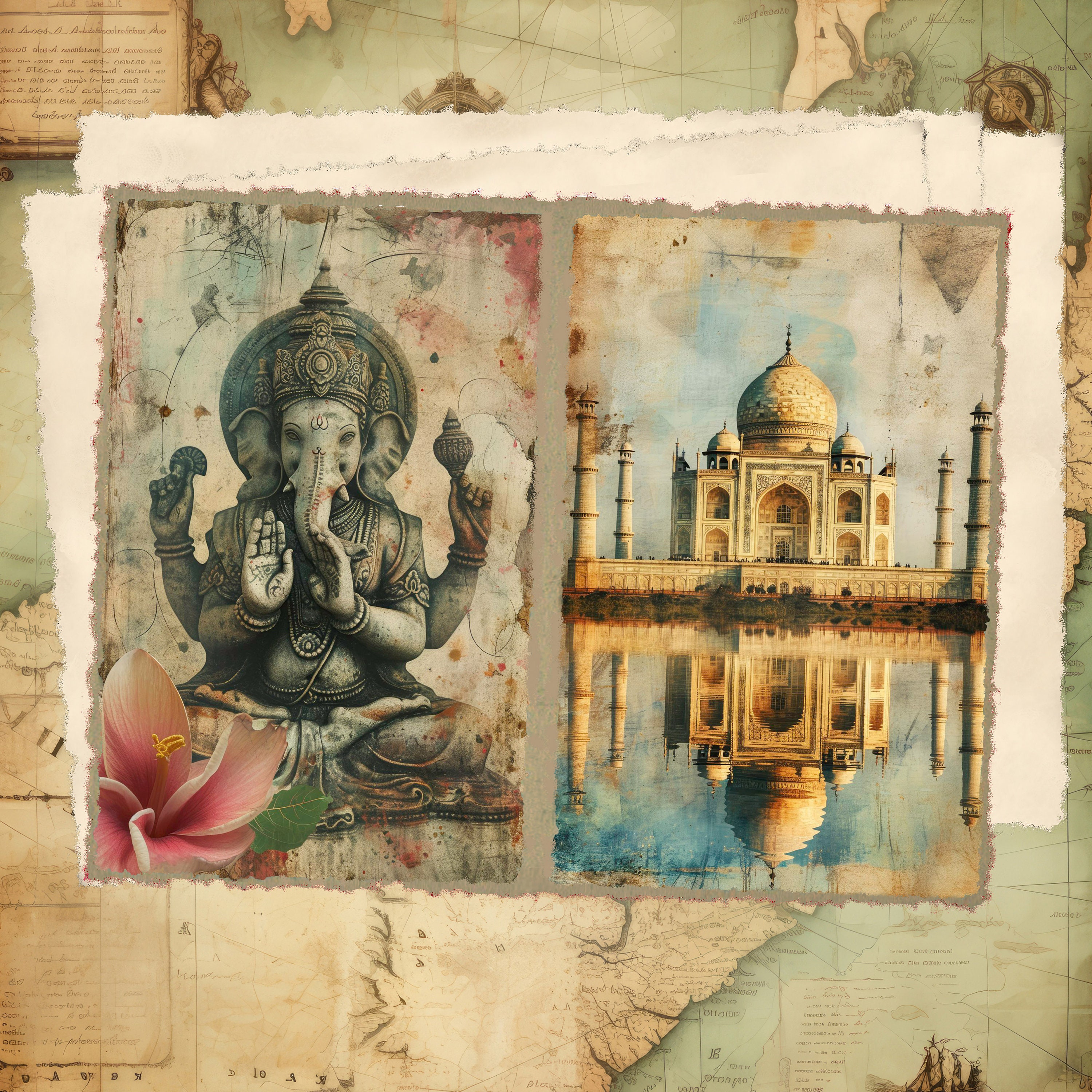 Vintage Junk Journal Printable Pages India Travel Journal Travel ...