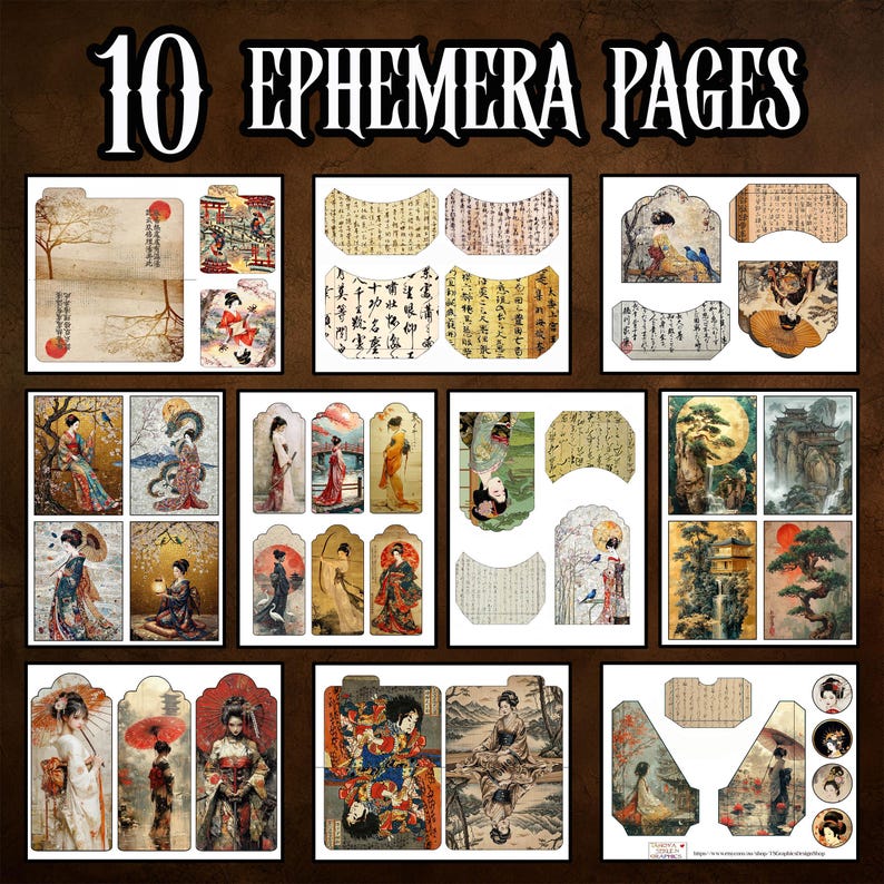 Vintage Style Japanese Journal Ephemera Scrapbooking Supplies Collage ...