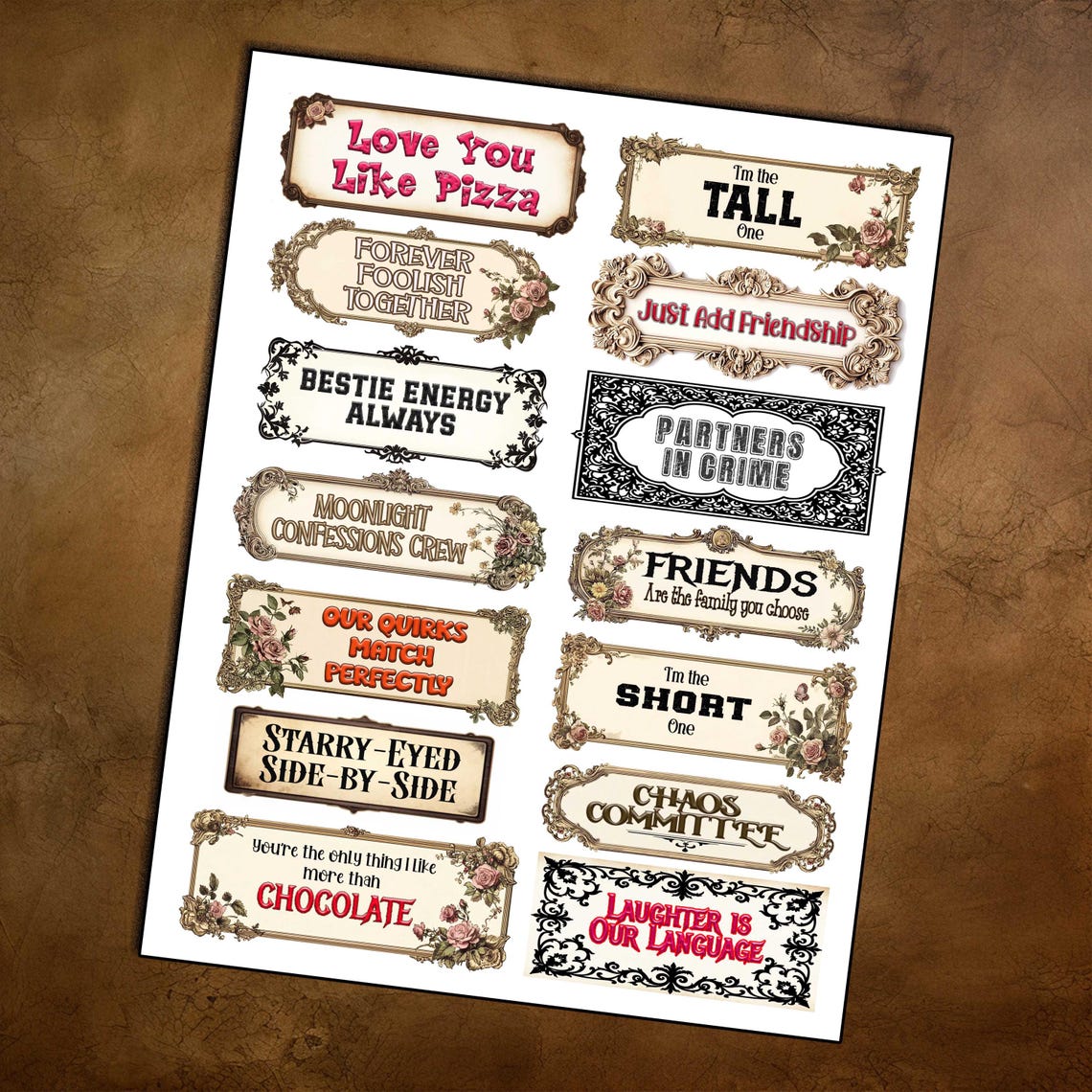 Friends Forever Vintage Junk Journal Ephemera Decoupage Friendship ...