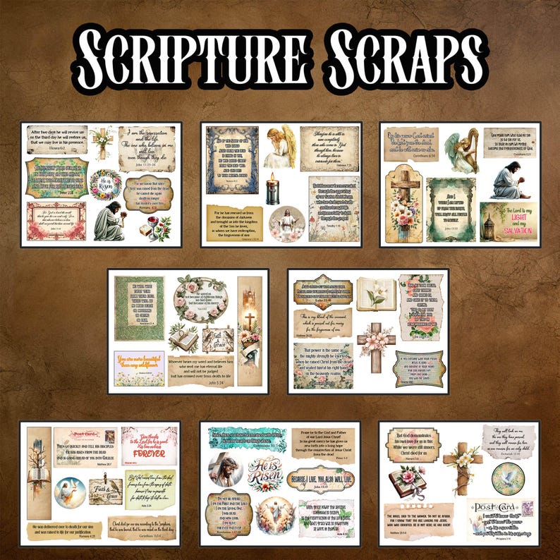 Bible Scripture Scraps #3 Christian Printable Ephemera Verse Prayer ...