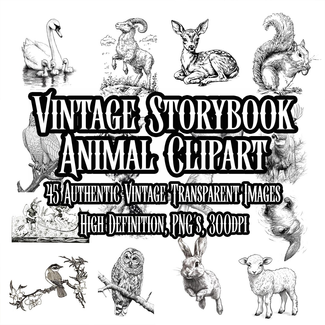 Vintage Storybook Animal Clipart for Junk Journals Scrapbooks Decoupage ...