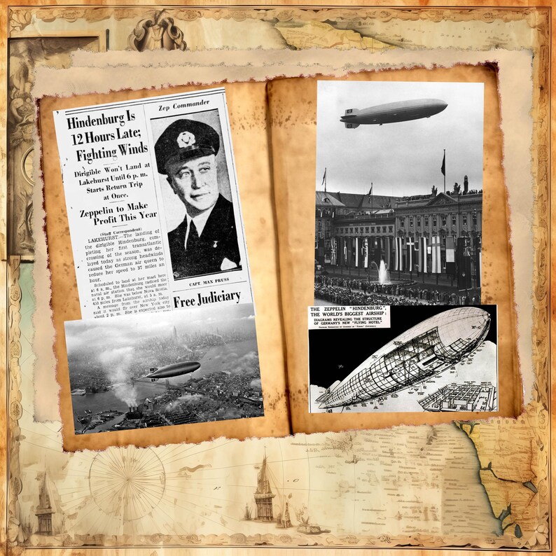 Hindenburg Disaster Ephemera Vintage Junk Journal Printable Pages ...